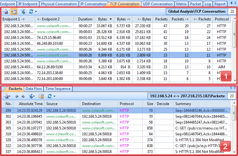TCP Conversation Tab