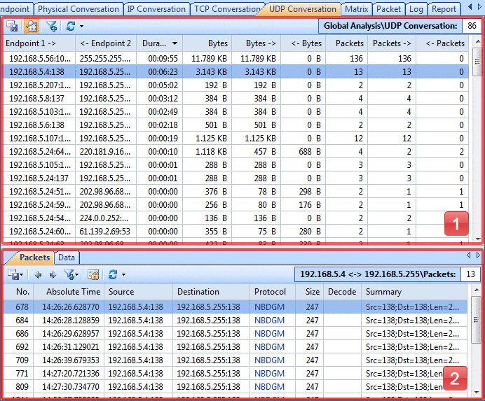 UDP Conversation Tab